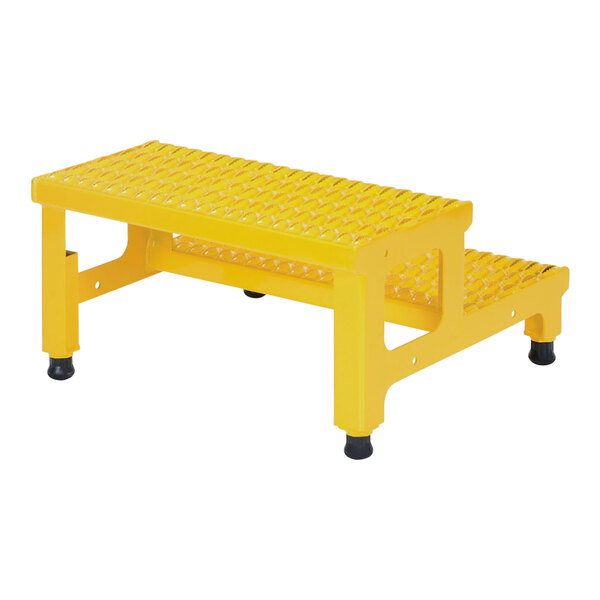 Vestil 23 13/16" x 22 7/8" x 15 1/4" Yellow Steel Two-Step Adjustable ...