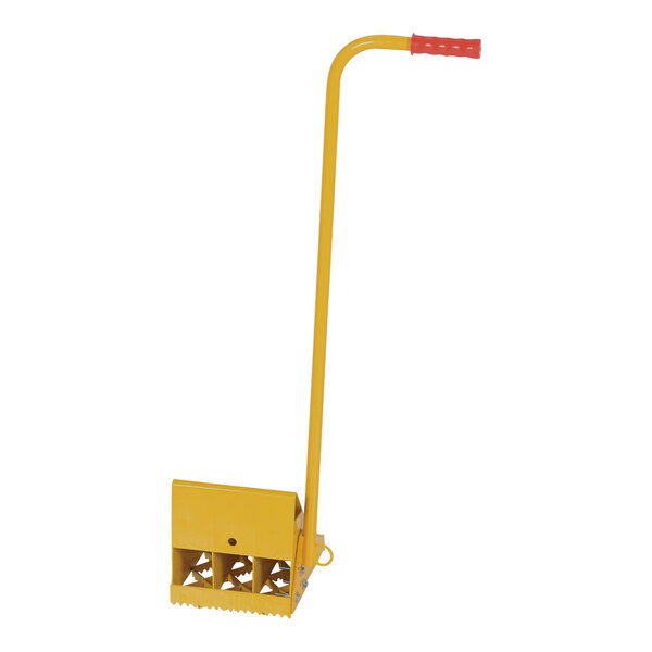 Vestil 10 3/4" x 8" x 9 1/8" Yellow Steel Wheel Chock with Ergonomic ...
