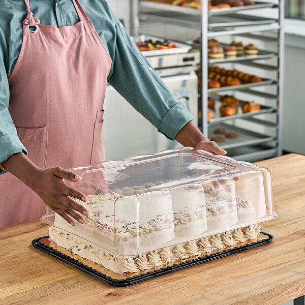 D&W Fine Pack 1/2 Size High Dome Cake Display Container with Clear ...