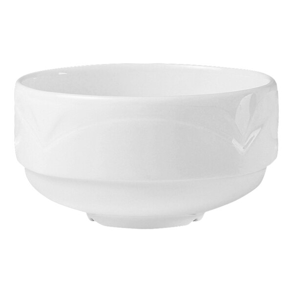 Steelite Distinction Bianco 10 oz. White Embossed Stack Soup Cup - 36/Case