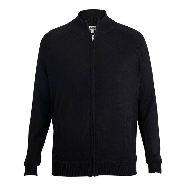 Edwards 4066 Unisex Black Full-Zip Sweater Jacket - Acrylic / Nylon ...