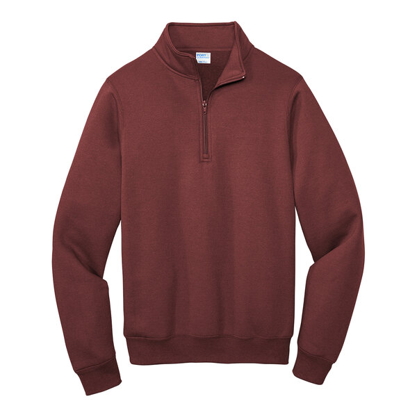Port & Company PC78Q Unisex Maroon Core Fleece Quarter-Zip Pullover ...