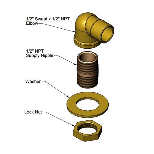 T&S 016876-45K Power Soak Elbow Kit with 1/2" Sweat and 1/2" NPT ...