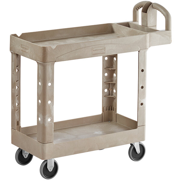 Rubbermaid FG450088BEIG BRUTE Beige Small Lipped Two Shelf Utility Cart ...