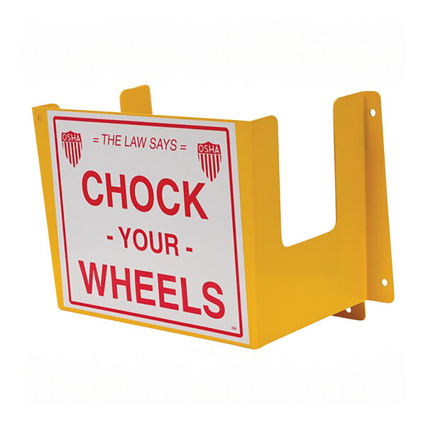 Vestil 16" x 8 5/16" x 11 1/4" Yellow Steel Wall-Mounted Wheel Chock ...