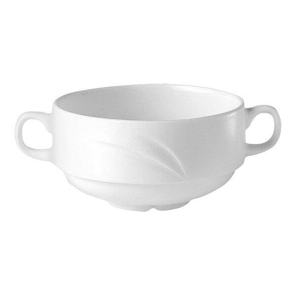 Steelite Distinction Alvo 10 oz. White Embossed Handled Soup Cup - 36/Case