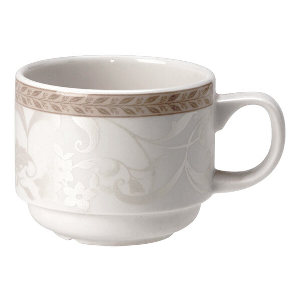 Steelite Distinction Antoinette 7.5 oz. White Handled Stack Cup with ...
