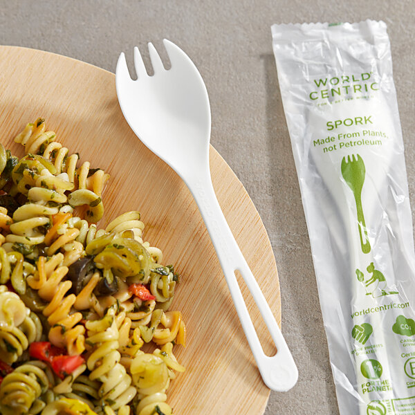 World Centric 6" Wrapped Compostable TPLA Spork - 750/Case