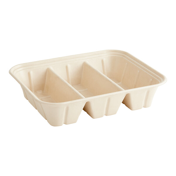 World Centric 104 oz. Compostable Fiber 3-Compartment Catering Pan - 25 ...