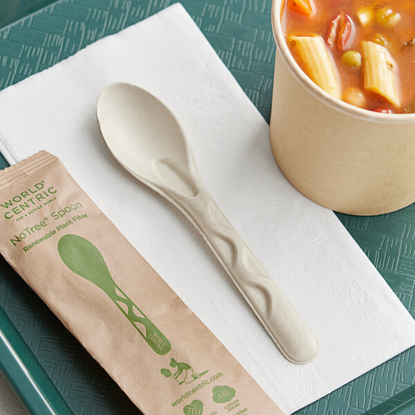 World Centric 6" Wrapped Compostable Fiber Spoon - 750/Case
