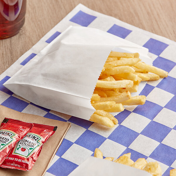 Bagcraft 5" x 1" x 4 1/2" White Grease-Resistant French Fry Bag - 2000/Case