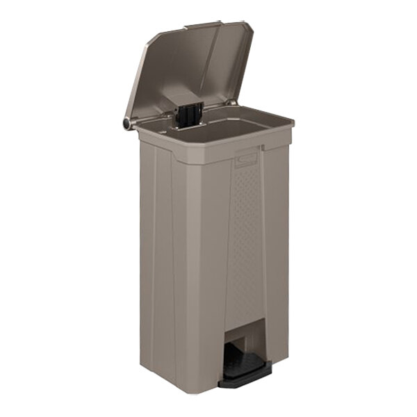 Suncast TCST23 23 Gallon Rectangular Beige Step-On Trash Can with ...