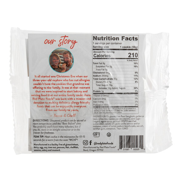 Red Plate Foods Individually Wrapped Vegan Snickerdoodle Cookie 1.76 oz ...