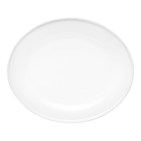 Libbey Ares 13 1/8" x 11" White Oval Porcelain Platter - Sample