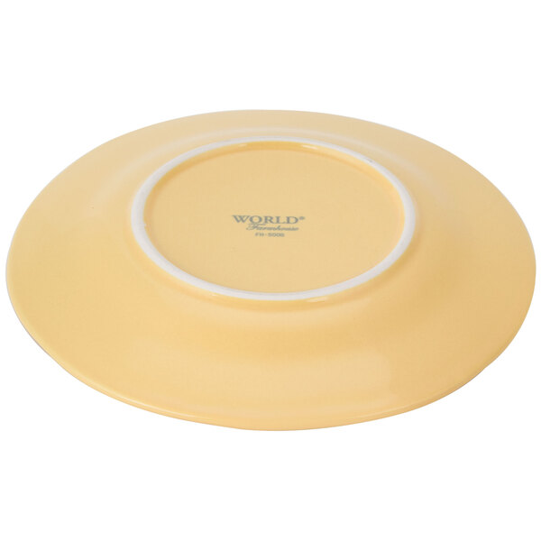 Libbey Farmhouse 6 3/8" Round Butter Yellow Wide Rim Porcelain Plate ...