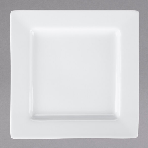 Libbey Slate 7 1/4" Ultra Bright White Wide Rim Square Porcelain Plate ...