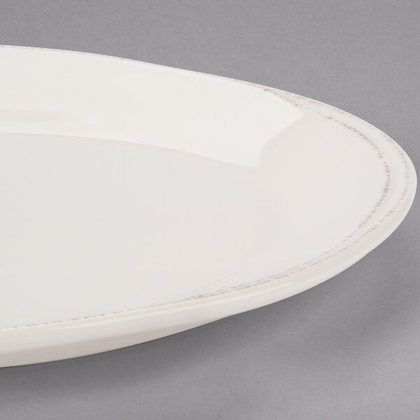 Libbey Farmhouse 12 1/2" x 9" Oval Cream Porcelain Platter - Sample
