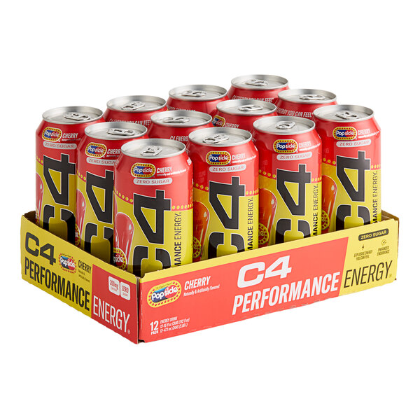 C4 Energy Cherry Popsicle Energy Drink 16 fl. oz. Can - 12/Case