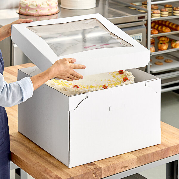 Southern Champion 18" x 18" x 12" White Cake Box with Window - 4/Pack