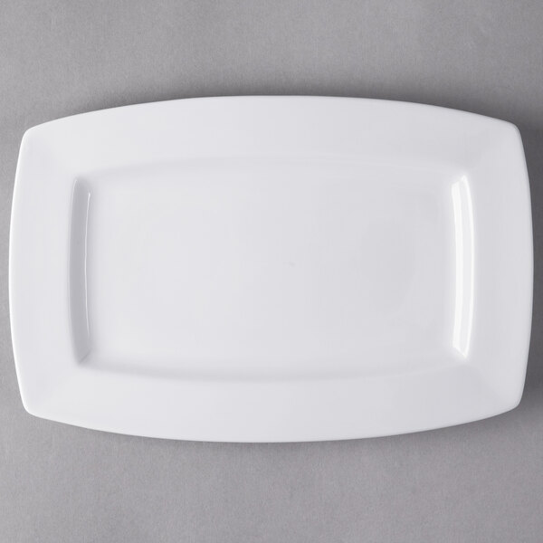 Libbey Slenda 13 1/2" x 9" Rectangular Royal Rideau White Porcelain ...