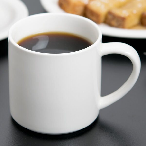 Libbey Slenda 12 oz. Royal Rideau White Stacking Porcelain Mug - Sample