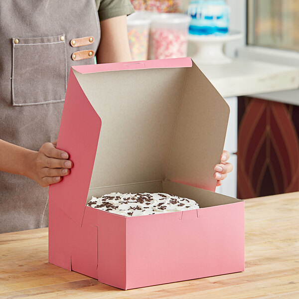 Southern Champion 10" x 10" x 5" Pink Cake / Bakery Box - 100/Case