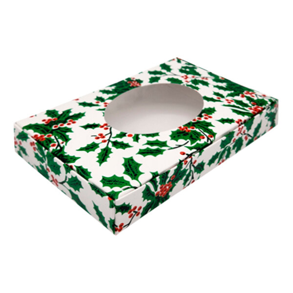 Simplex 7 1/8" x 4 3/8" x 1 1/8" 1-Piece 1/2 lb. Holly Holiday Candy ...