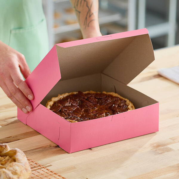 Southern Champion 10" x 10" x 3" Pink Pie / Bakery Box - 200/Case