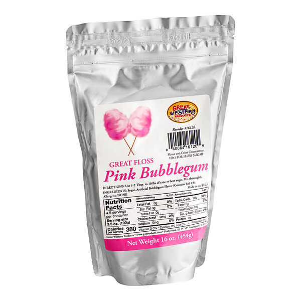 Great Western Great Floss 1 lb. Pink Bubble Gum Cotton Candy ...