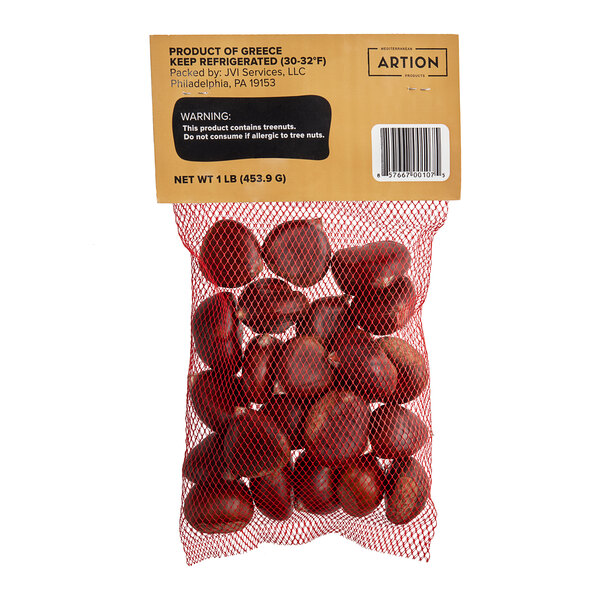 Artion Fresh Whole Raw Chestnuts 1 lb. - 5/Case