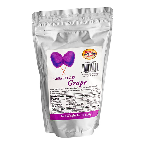 Great Western Great Floss 1 lb. Purple Grape Cotton Candy Concentrate Sugar