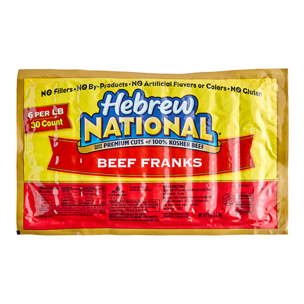 Hebrew National 6" 6/1 Beef Frank - 120/Case
