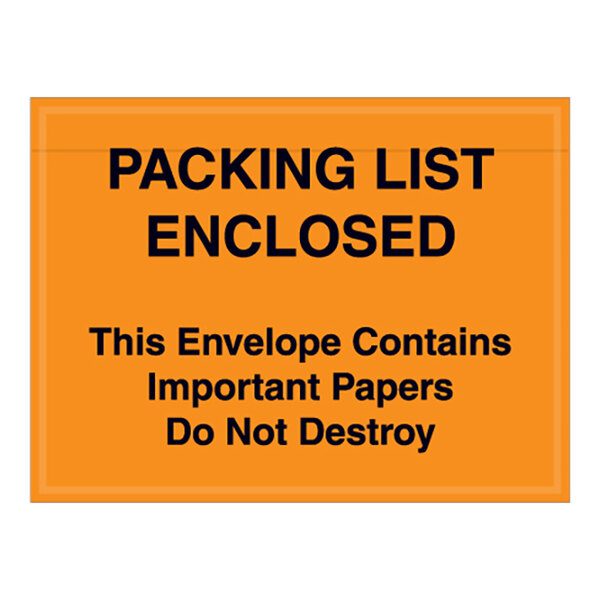 Lavex 4 1/2" x 6" 2 Mil Orange Full Face Printed Polyethylene Packing ...