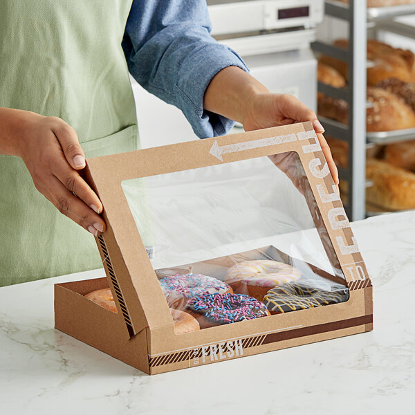 Innopak To Go Fresh 11 1/2" x 8" x 2" Kraft Auto-Popup Window Donut ...