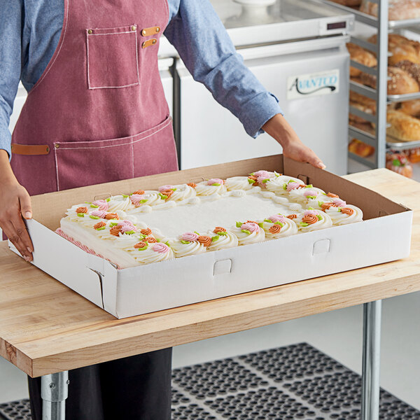 Innopak 26" x 18" x 4" White / Kraft Cake Tray / Bakery Box - 50/Case