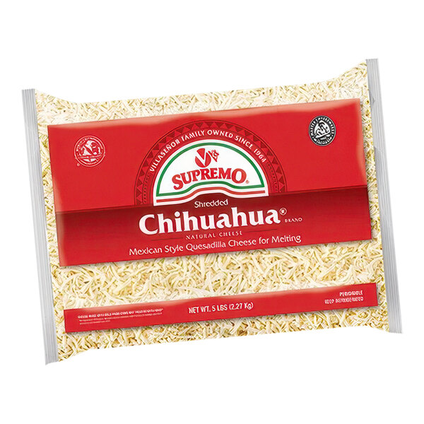 V&V Supremo Shredded Queso Chihuahua Quesadilla Cheese 5 lb. - 4/Case
