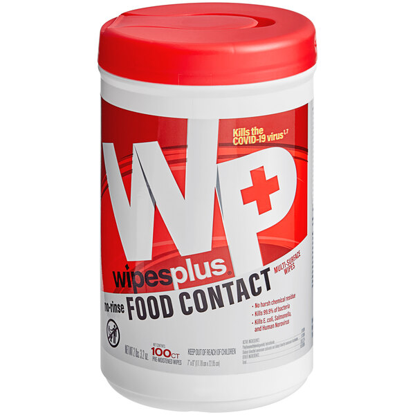 WipesPlus 7" x 9" 100-Count No-Rinse Food Contact Surface Sanitizing Wipes