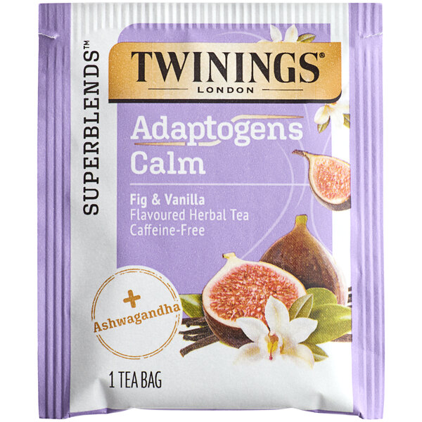 Twinings 18-Count Calm Adaptogens, Fig & Vanilla Herbal Tea Bags - 6/Case