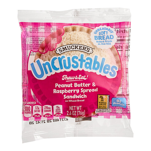Smucker's Uncrustables Raspberry Spread and Peanut Butter Whole Wheat ...