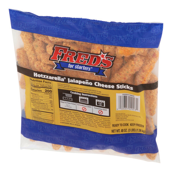 Fred's Breaded Hotzarella Jalapeno Cheese Sticks 3 lb. - 4/Case