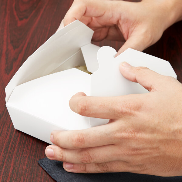 Fold-Pak 12BPWHITEM Bio-Pak 6" x 5" x 1" White Microwavable Paper #12 ...