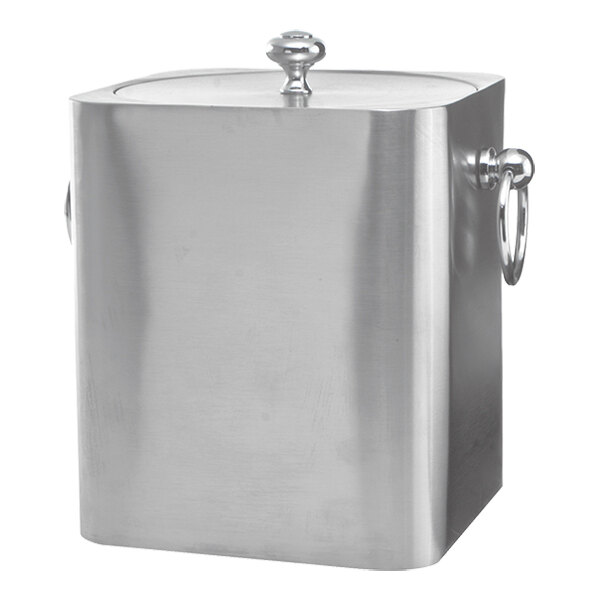 Service Ideas 101.4 oz. Square Brushed Stainless Steel Hotel Ice Bucket ...