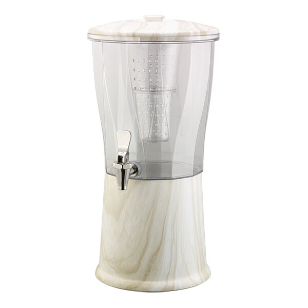 Service Ideas Elite 3 Gallon Round Natural White Marble Stainless Steel ...