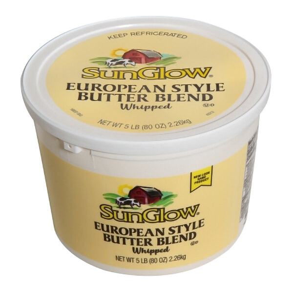 SunGlow European-Style Whipped Butter Blend Margarine Tub 5 lb. - 4/Case