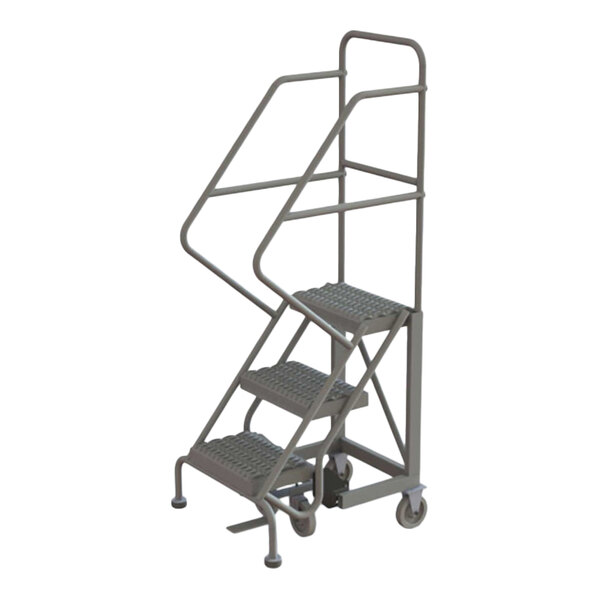 Tri-Arc 6-Step Easy Climb 50-Degree Slope Rolling Safety Ladder with ...
