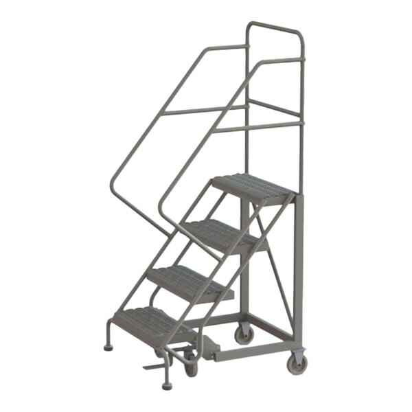 Tri-Arc 4-Step Easy Climb 50-Degree Slope Rolling Safety Ladder with ...