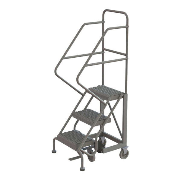 Tri-Arc 3-Step Easy Climb 50-Degree Slope Rolling Safety Ladder with ...