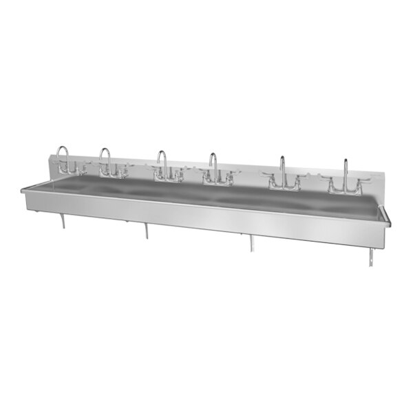 Sani-Lav 512WFL 120" x 20" Wall-Mount Multi-Station Hand Sink with (6 ...
