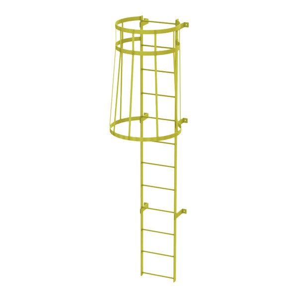 Tri-Arc 12-Rung Yellow Steel Fixed Ladder with Safety Cage WLFC1112-Y ...