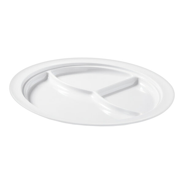 GET CP-531-W White 10" SuperMel Three Compartment Plate - 12/Case